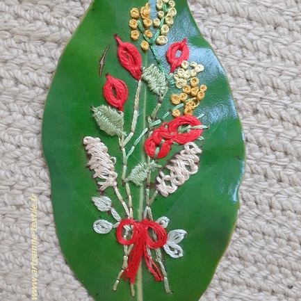 4 feuilles d’arbres brodées | ArtisAnne Textile